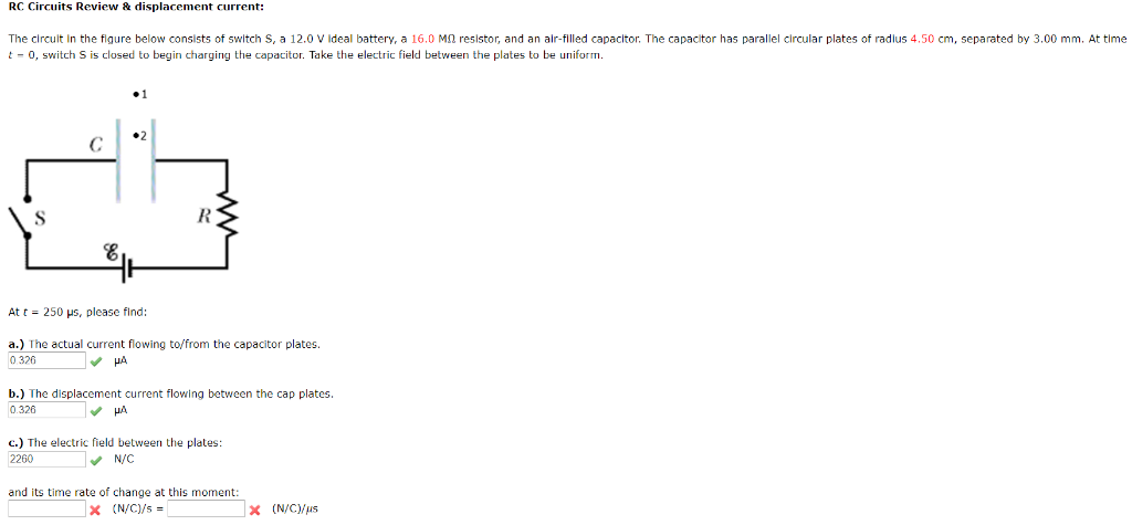 Solved RC Circuits Review & displacement current: The | Chegg.com