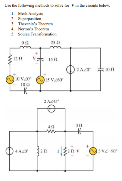 Solved Use the following methods to solve for V in the | Chegg.com