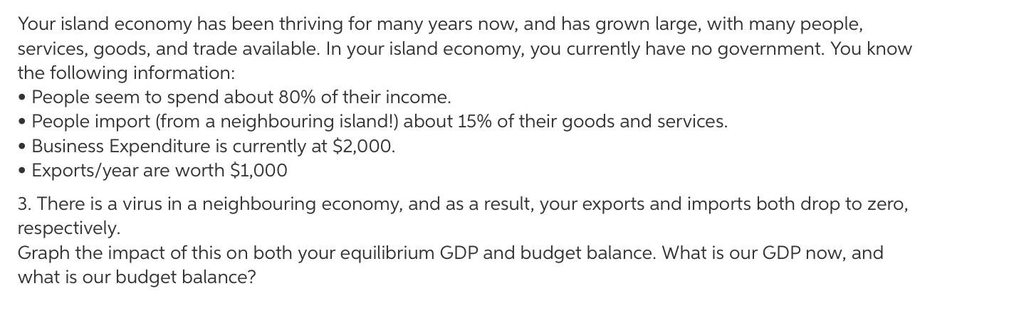 Solved Σ Your island economy has been thriving for many | Chegg.com