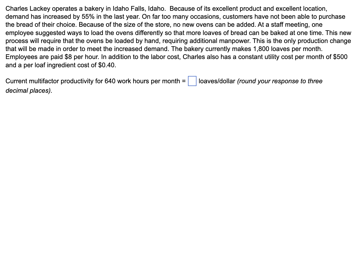 Solved Current multifactor productivity for . . ﻿work hours | Chegg.com