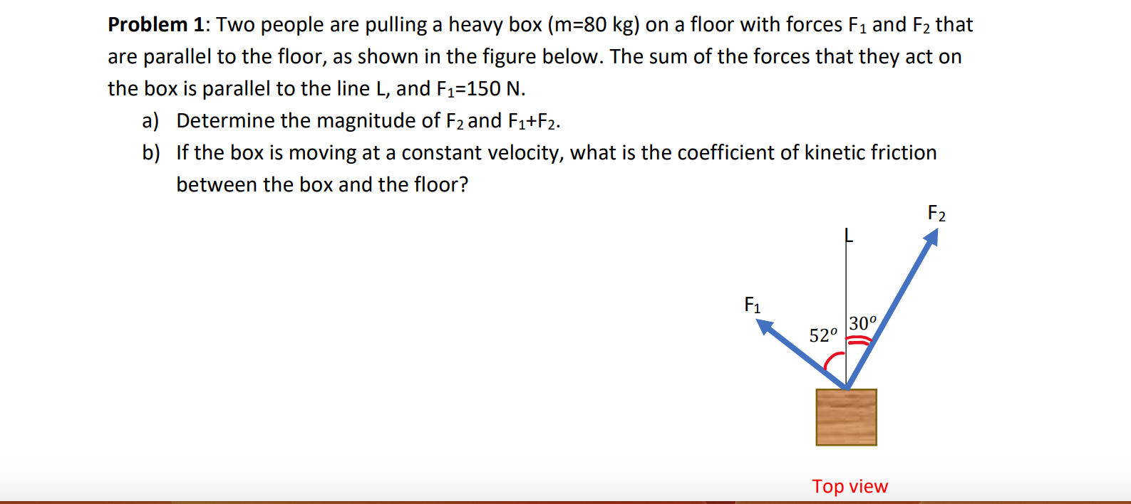 Solved Problem 1: Two people are pulling a heavy box (m=80 | Chegg.com