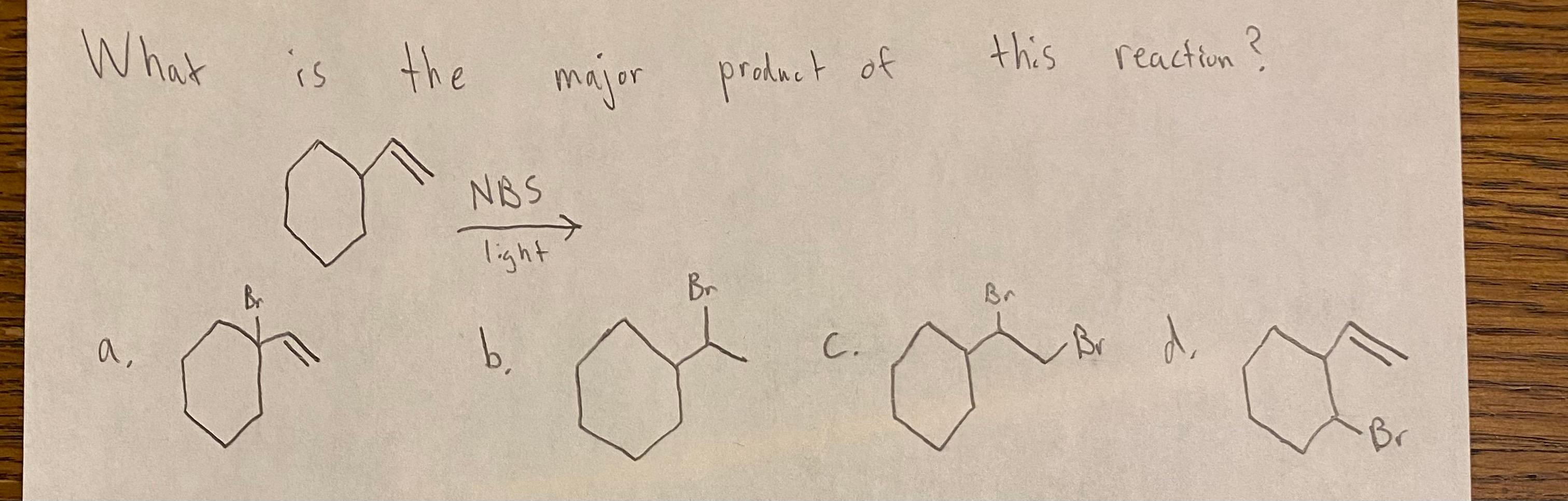 Solved What this the reaction ? is major product of NBS | Chegg.com