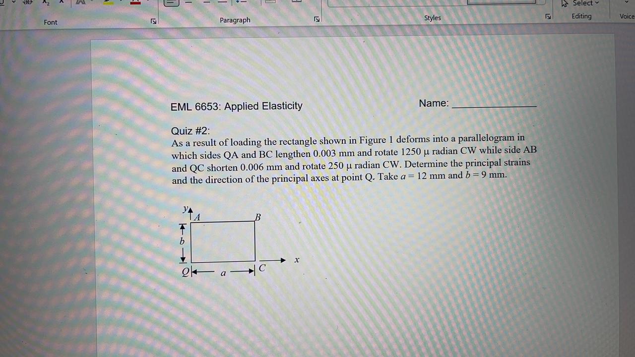 Solved Quiz \#2: As a result of loading the rectangle shown | Chegg.com