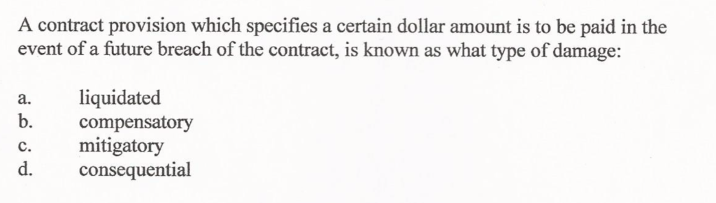 Solved A contract provision which specifies a certain dollar | Chegg.com
