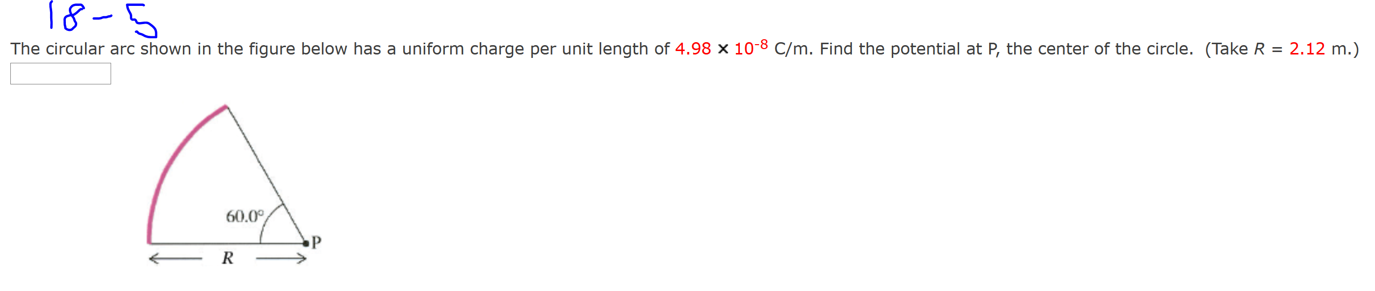 Solved 18-5 The circular arc shown in the figure below has a | Chegg.com