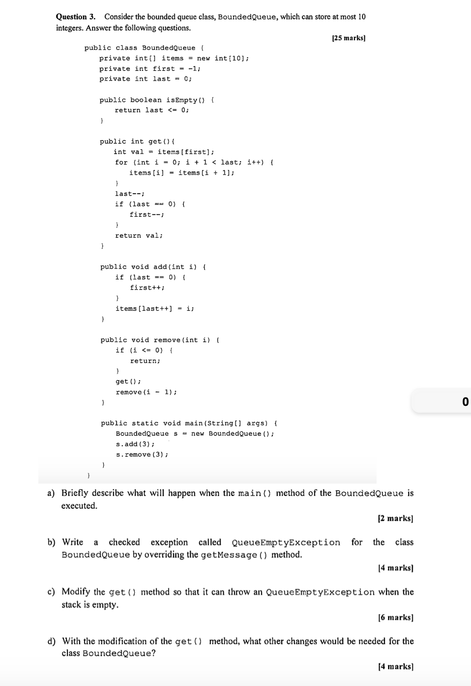 Solved Question 3 Consider The Bounded Queue Class 