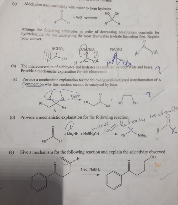 Solved Aldehydes reaci reversibly with water to form | Chegg.com