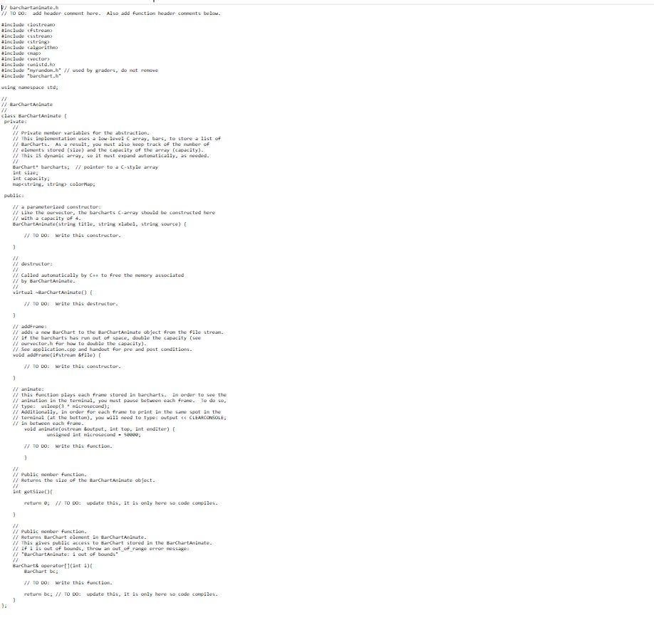 Solved Please write codes with C++ to make an Animated Bar | Chegg.com