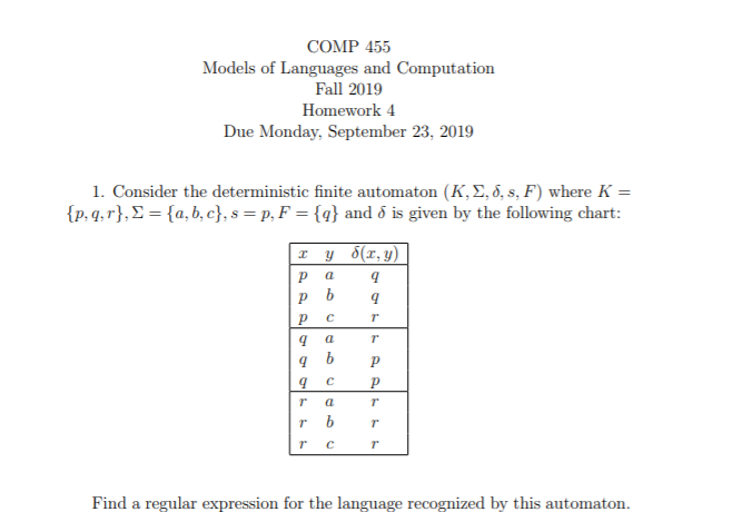 Solved COMP 455 Models of Languages and Computation Fall | Chegg.com