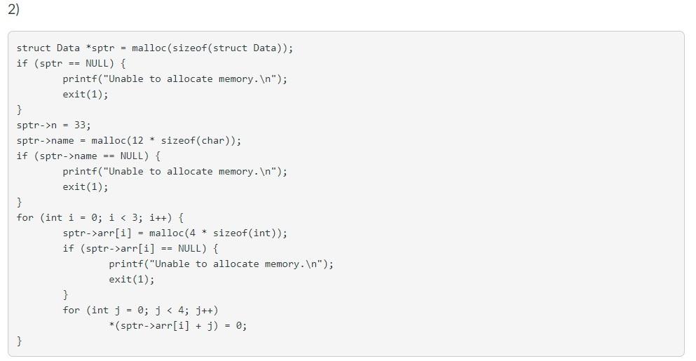 Solved Given the following structure: struct Data { int n; | Chegg.com