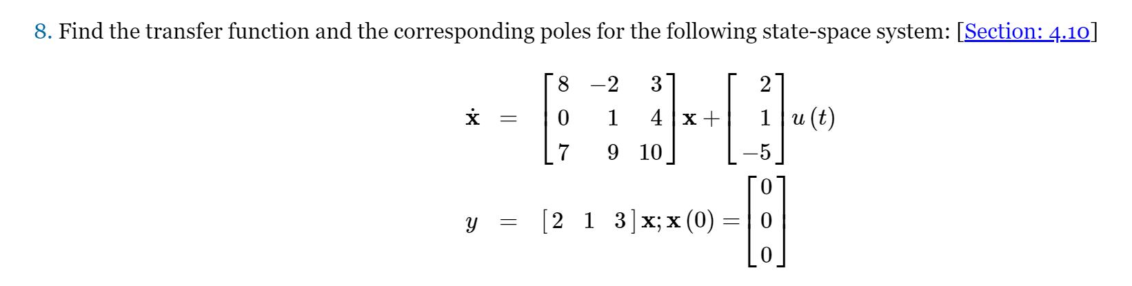 Solved 8. Find the transfer function and the corresponding | Chegg.com
