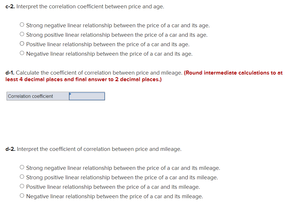 Solved c-2. Interpret the correlation coefficient between | Chegg.com