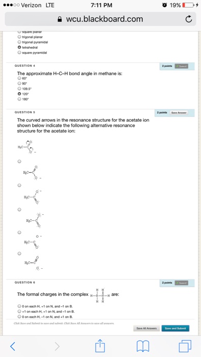 Solved The approximate H-C-H bond angle in methane is: 60 | Chegg.com