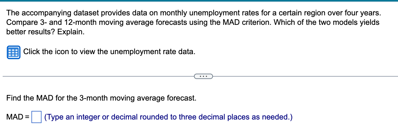 Solved The accompanying dataset provides data on monthly | Chegg.com