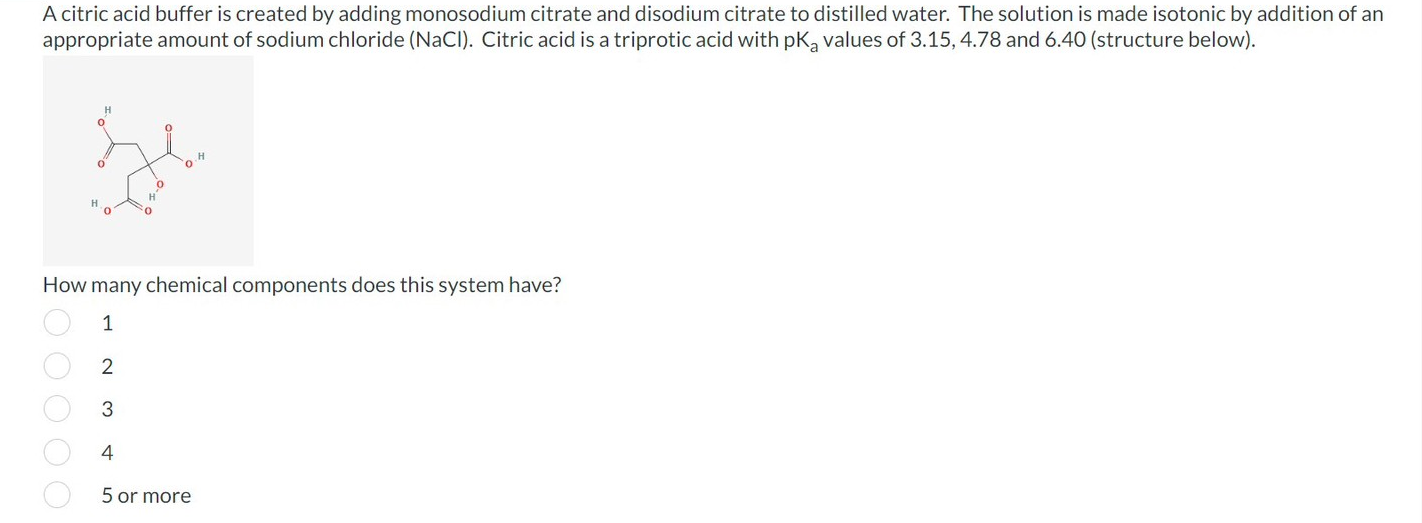 Solved A citric acid buffer is created by adding monosodium | Chegg.com