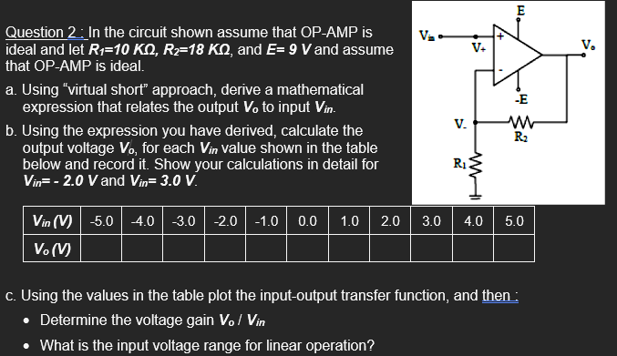 Solved Question 2 ﻿: In the circuit shown assume that OP-AMP | Chegg.com