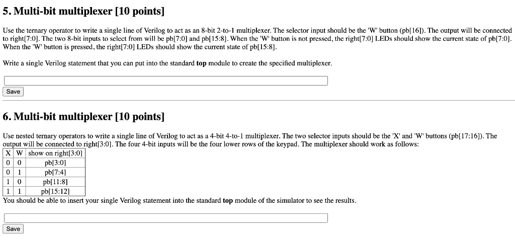 Solved 5. Multi-bit multiplexer [10 points] Use the ternary | Chegg.com