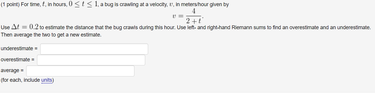 Solved V = (1 point) For time, t, in hours, 0 | Chegg.com