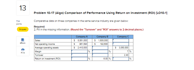 Solved 13 Problem 10-17 (Algo) Comparison of Performance | Chegg.com