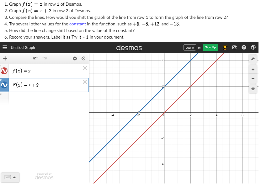 Solved 1. Graph f (x) = in row 1 of Desmos. 2. Graph f (x)= | Chegg.com
