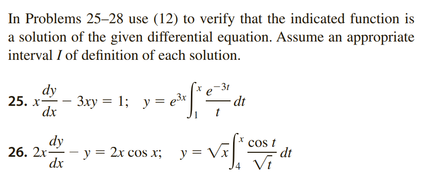Solved In Problems 25–28 use (12) to verify that the | Chegg.com