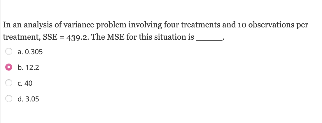Solved In an analysis of variance problem involving four | Chegg.com