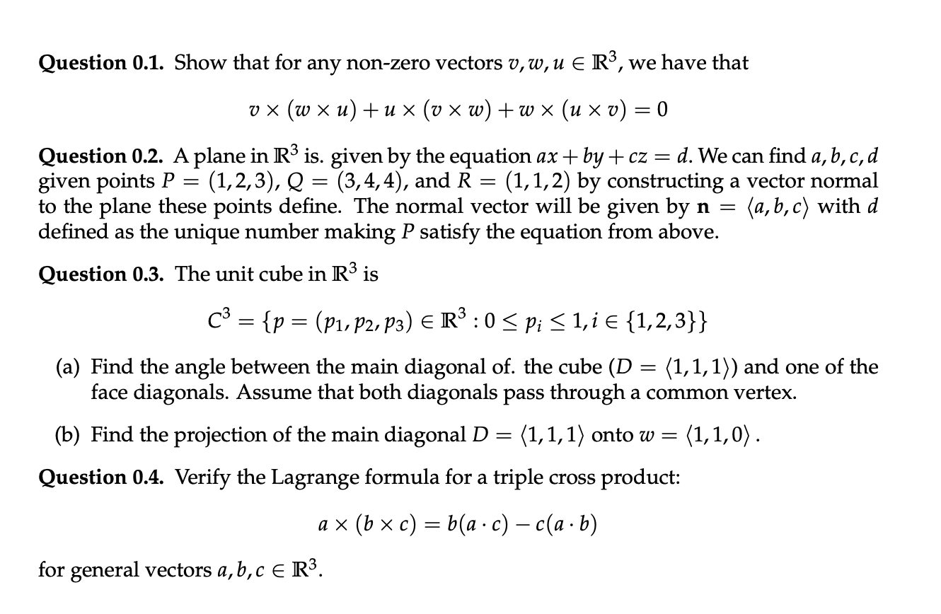 Solved Question 0.1. Show that for any non-zero vectors v, | Chegg.com