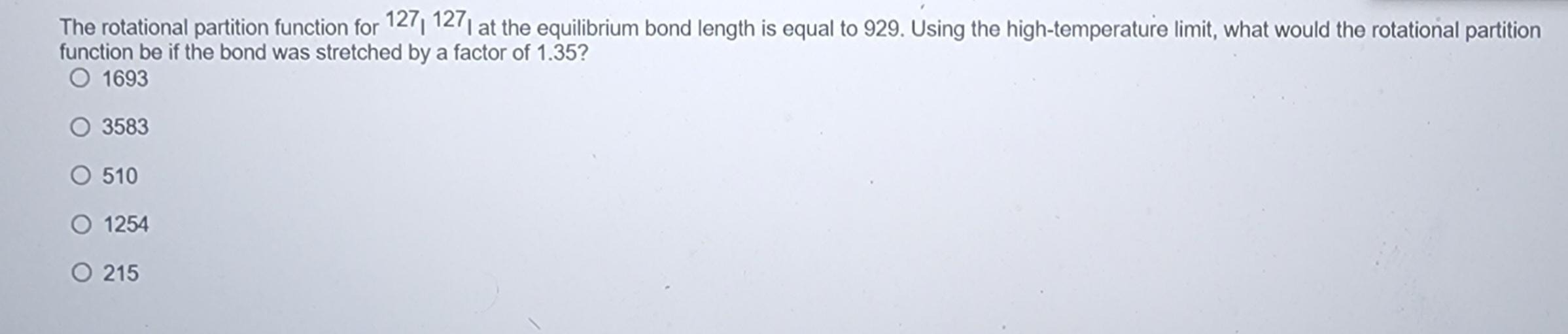 Solved The Rotational Partition Function For 1271 1271 At