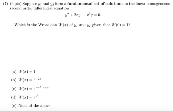 Solved (7) (6 pts) Suppose yı and y2 form a fundamental set | Chegg.com