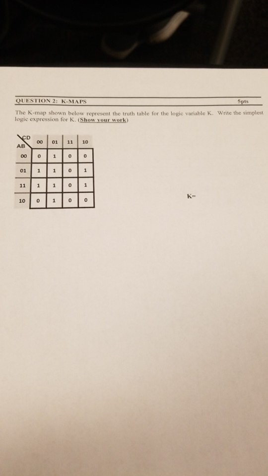 Solved QUESTION 2: K-MAPS The K-map shown below represent | Chegg.com