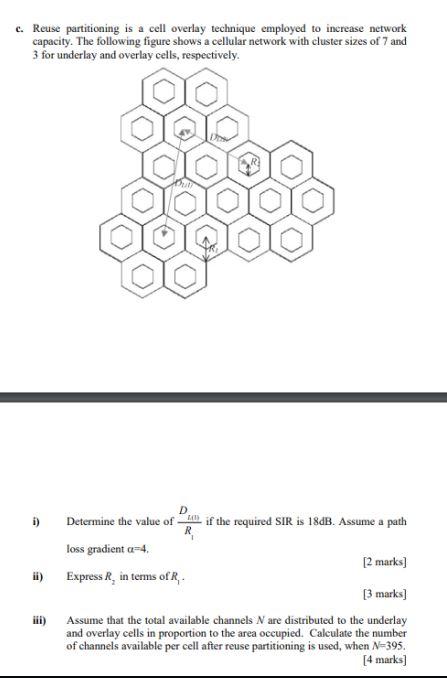 Solved c. Reuse partitioning is a cell overlay technique | Chegg.com
