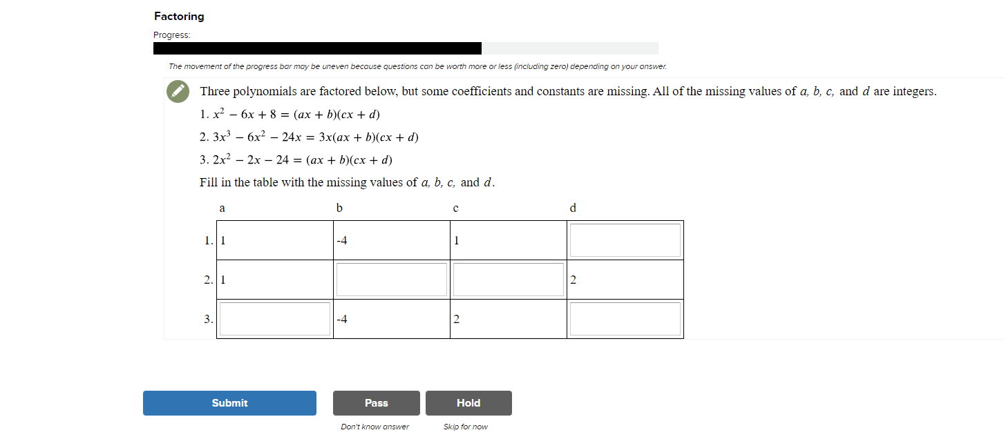 Solved Three polynomials are factored below, but some | Chegg.com