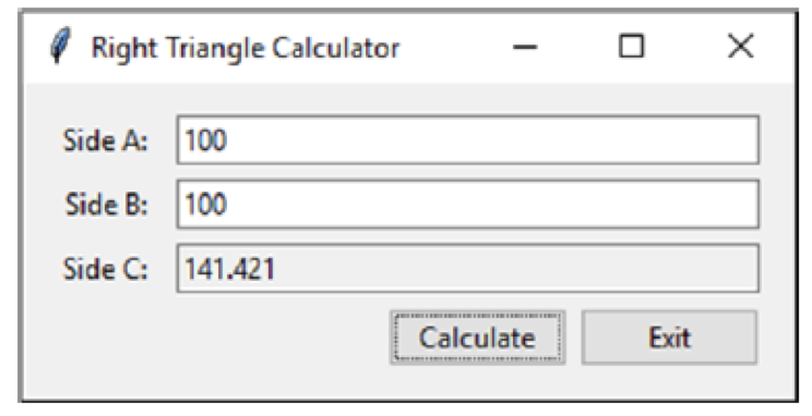 Create A Gui Program That Calculates The Hypotenuse