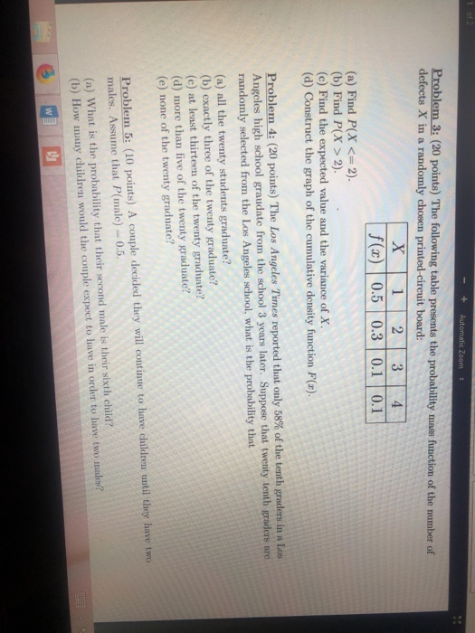 Solved Problem 3: (20 points) The following table presents | Chegg.com