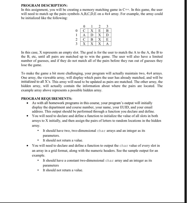 Solved PROGRAM DESCRIPTION: In this assignment, you will be | Chegg.com