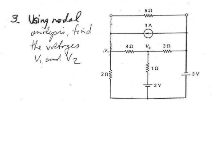 Solved Using Nodal analysis, find the voltages V1 and V2. | Chegg.com