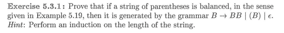 Solved Exercise 5.3.1: Prove that if a string of parentheses | Chegg.com