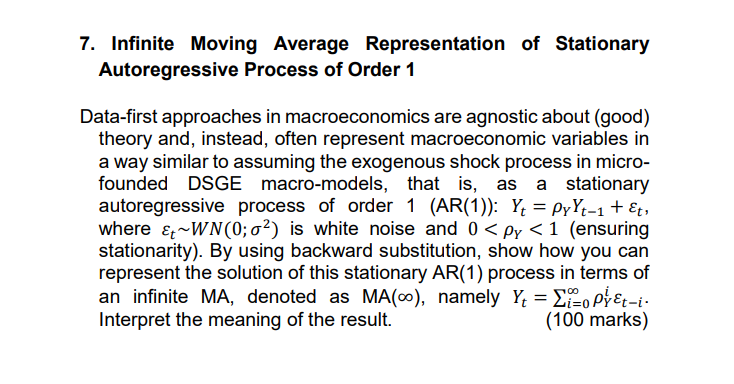 7. Infinite Moving Average Representation of | Chegg.com