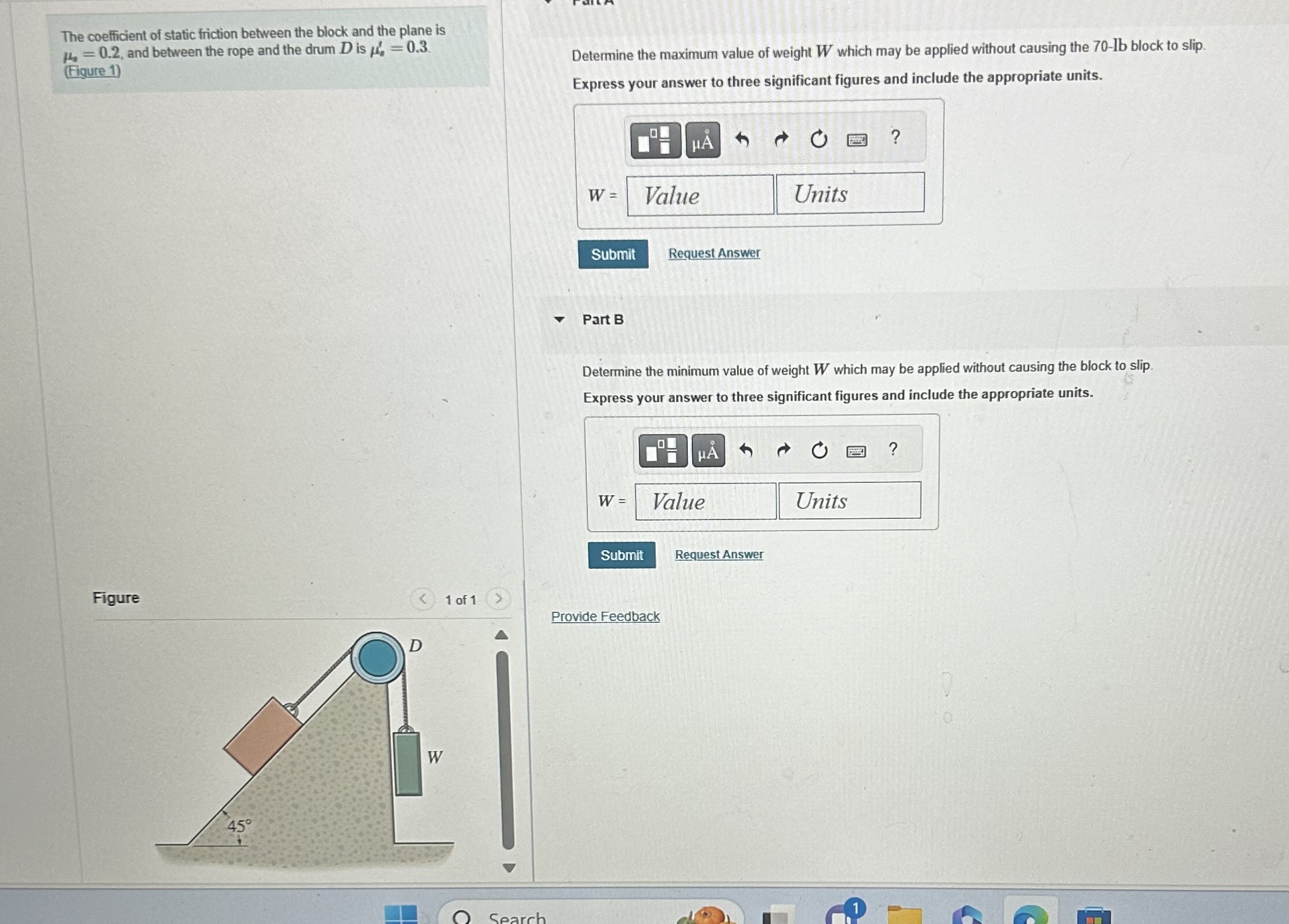 Solved The coefficient of static friction between the block | Chegg.com