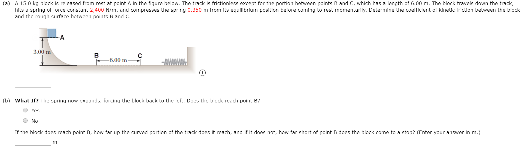 Solved a)A 15.0 kg block is released from rest at point A in | Chegg.com