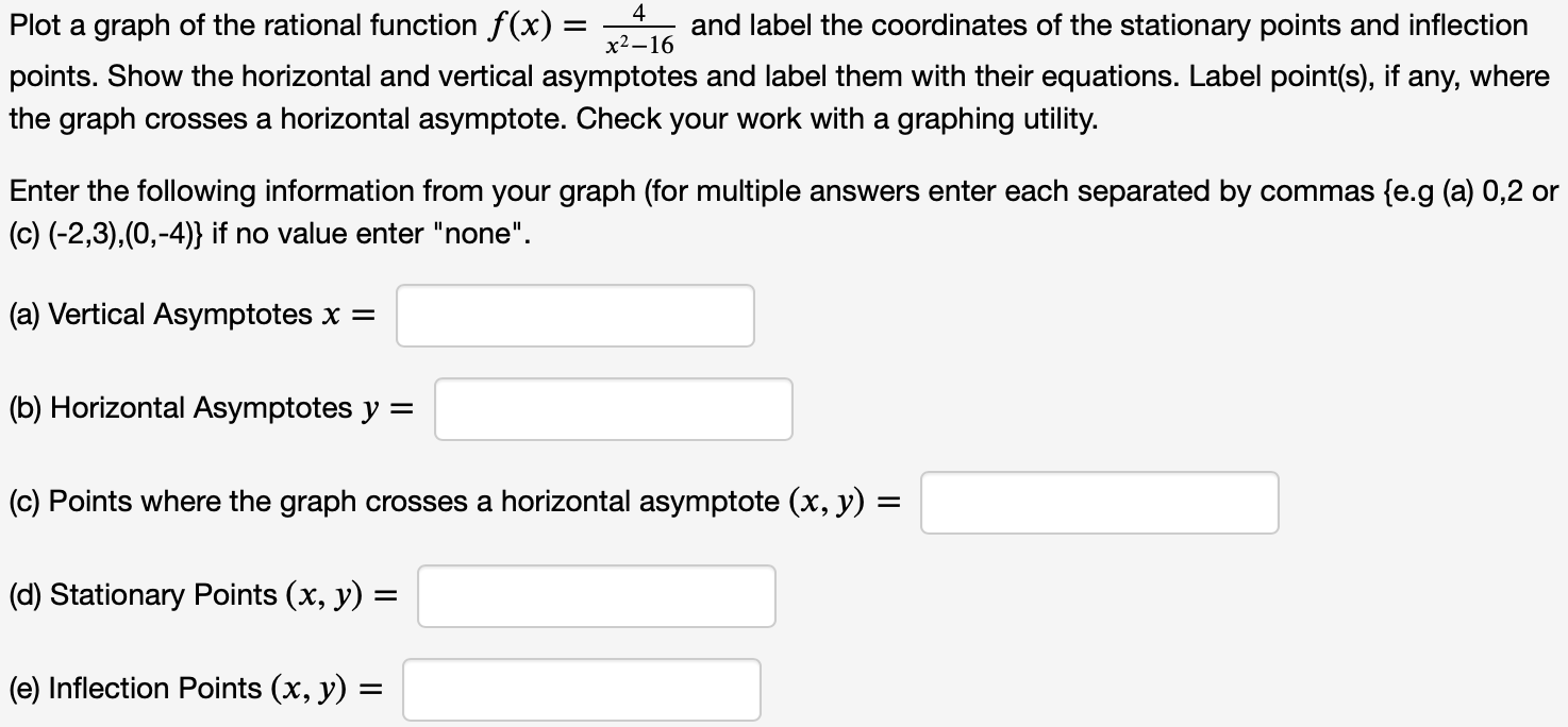 Solved 4 Plot a graph of the rational function f(x) = and | Chegg.com