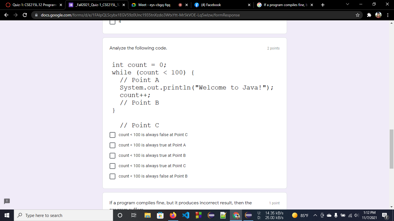 Solved Quiz-1: CSE215L.12 Program X | Chegg.com