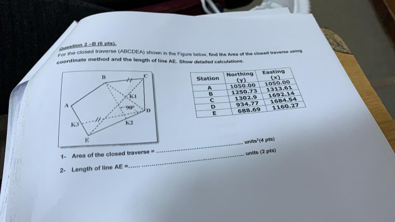 Solved closed traverse (ABCDEA) showm in the Fig For the | Chegg.com