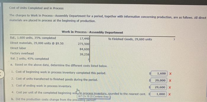 Solved The charges to Work in Process-Assembly Department | Chegg.com
