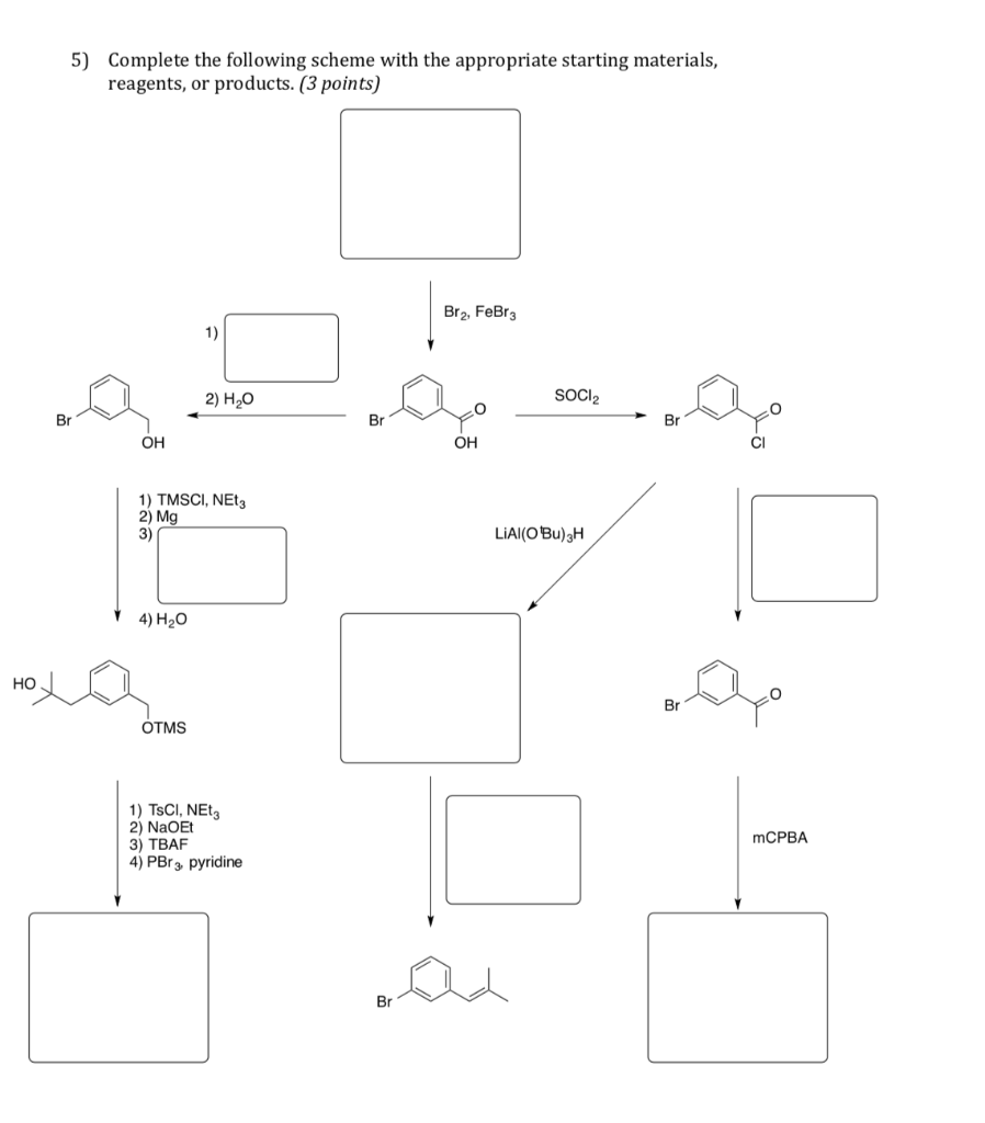 Solved 5) Complete the following scheme with the appropriate | Chegg.com
