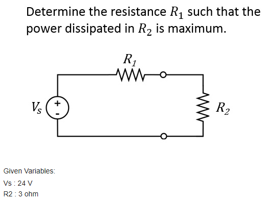 Solved Determine the resistance R1 such that the power | Chegg.com