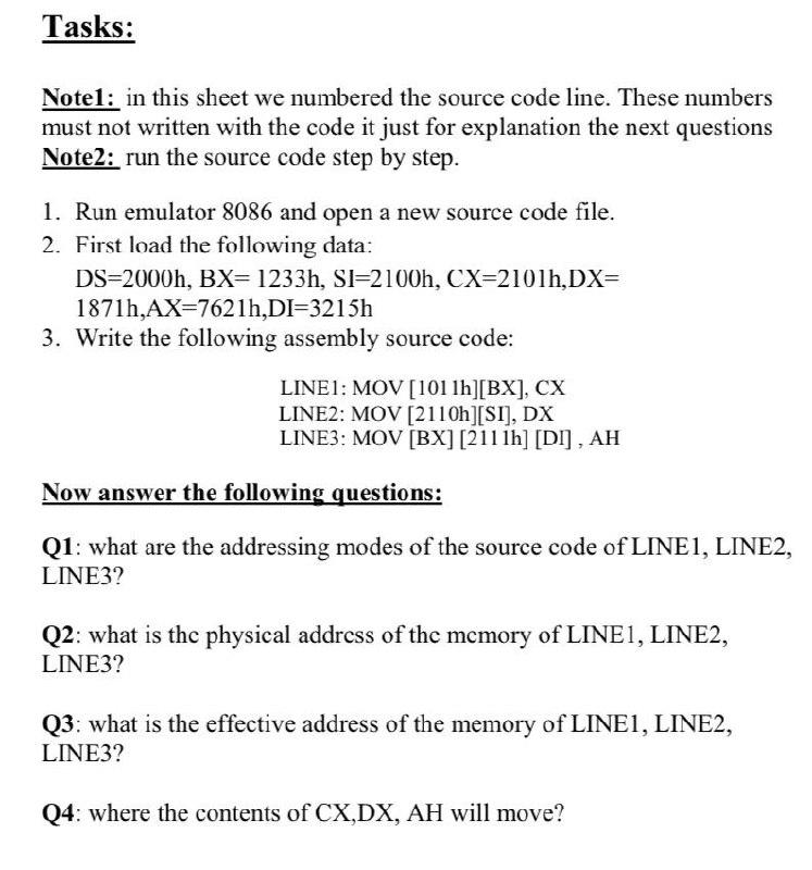 Solved Tasks: Note1: in this sheet we numbered the source | Chegg.com