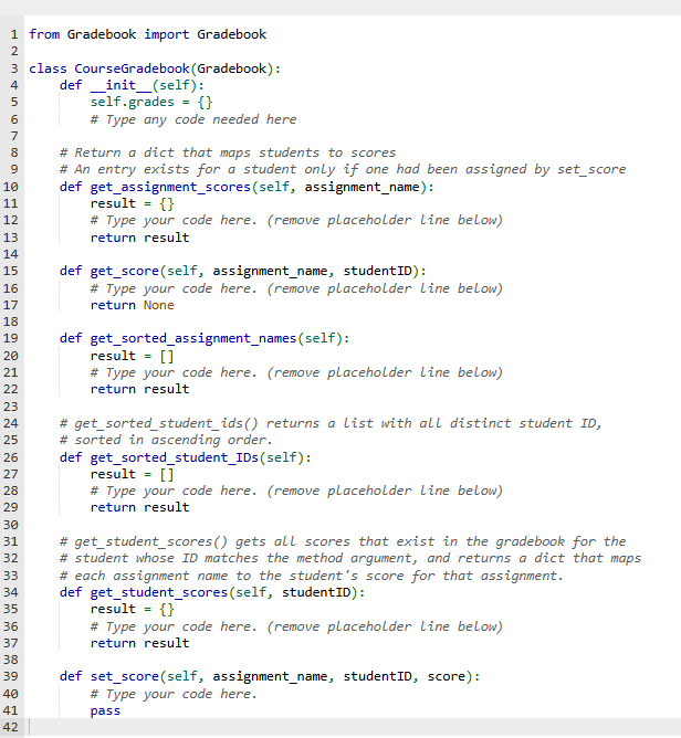 Solved ```from Gradebook import Gradebookclass | Chegg.com