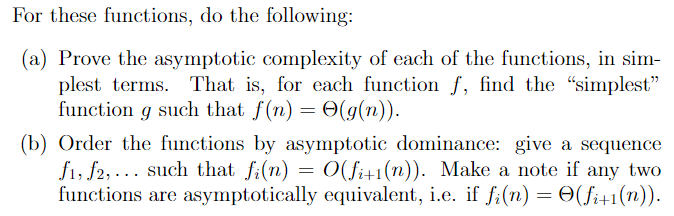 Solved For these functions, do the following: (a) Prove the | Chegg.com