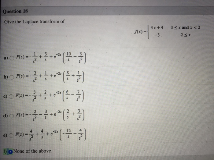 Solved Give the Laplace transform of f(x) = {4x + 4 0 | Chegg.com